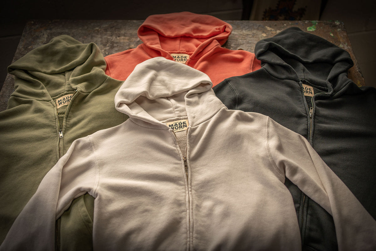 MADE WORN ZIP HOODIE VINTAGE WHITE – MadeWorn